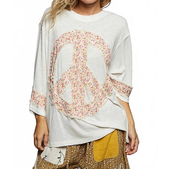 POL | Tops | New Pol Floral Peace Sign Tshirt In White | Poshmark